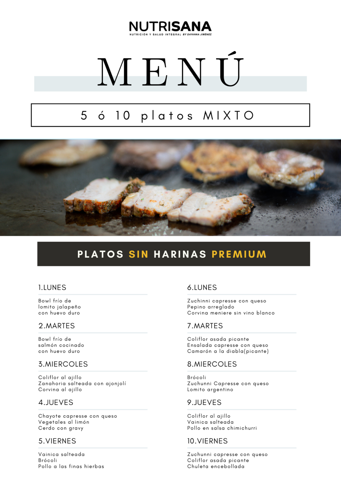 Menú Premium sin Harinas - Nutrisana